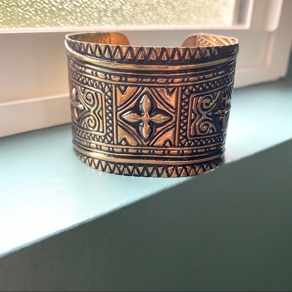 Vintage | Jewelry | Medieval Vintage Cuff Wide Bracelet Viking Gold ...